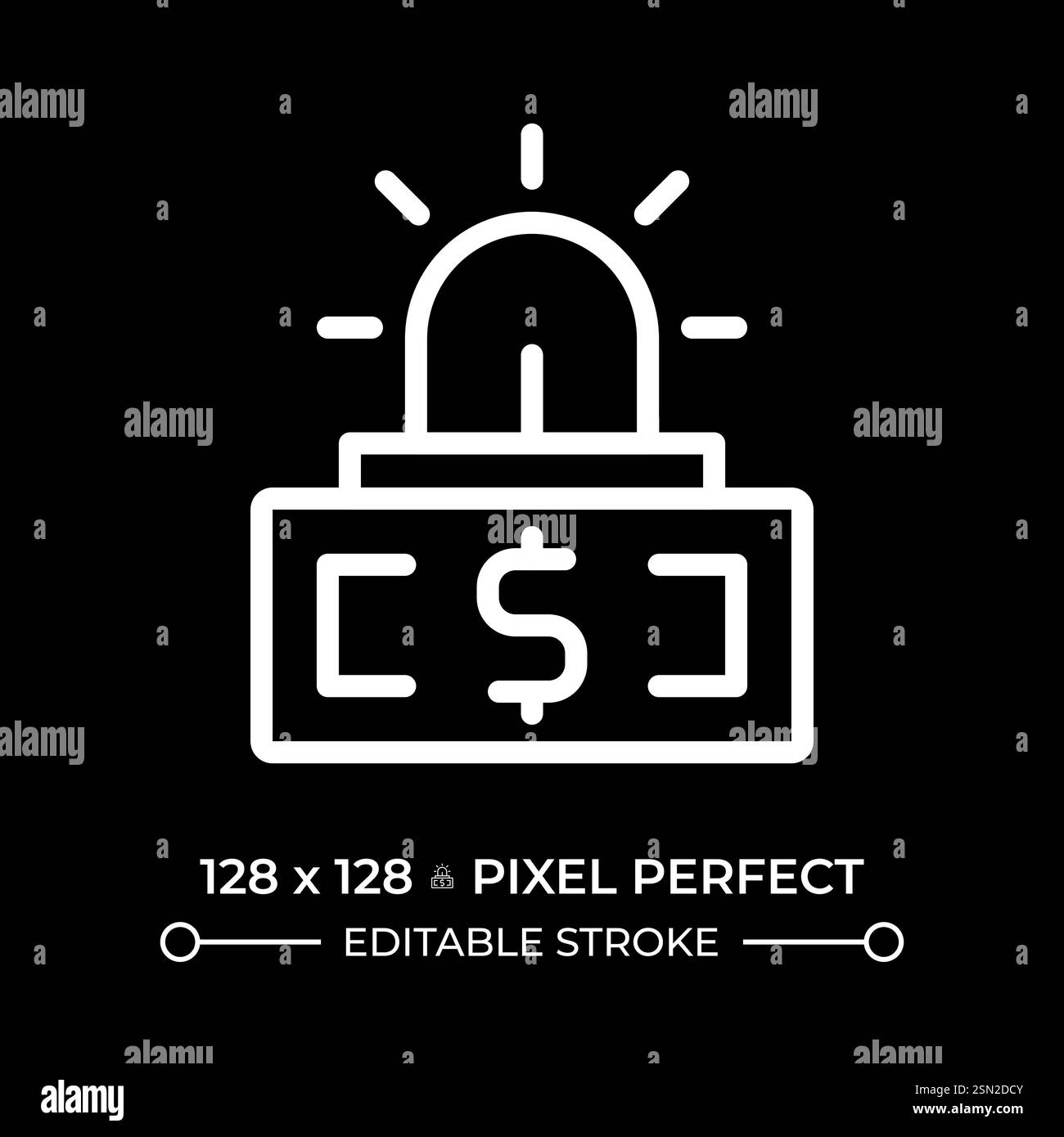 Emergency fund pixel perfect white linear icon for dark theme Stock ...