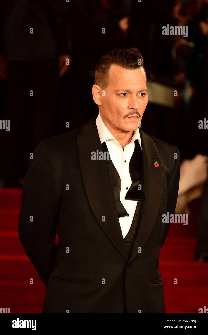 Johnny Depp attending the WORLD PREMIERE of MURDER on the ORIET EXPRESS ...
