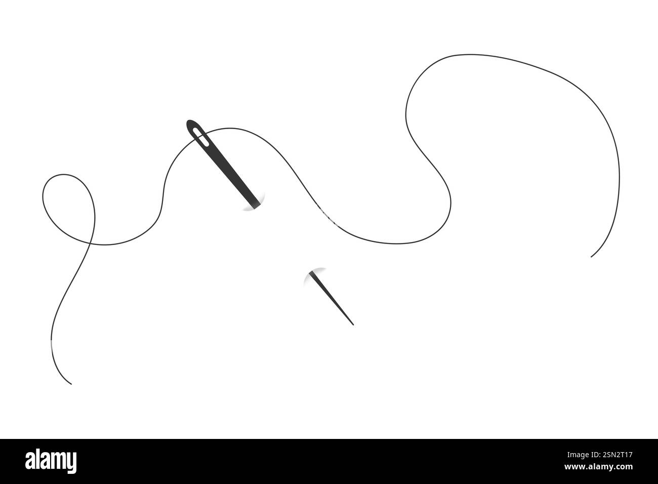 Needle with thread doodle simple icon, line embroidery decoration ...