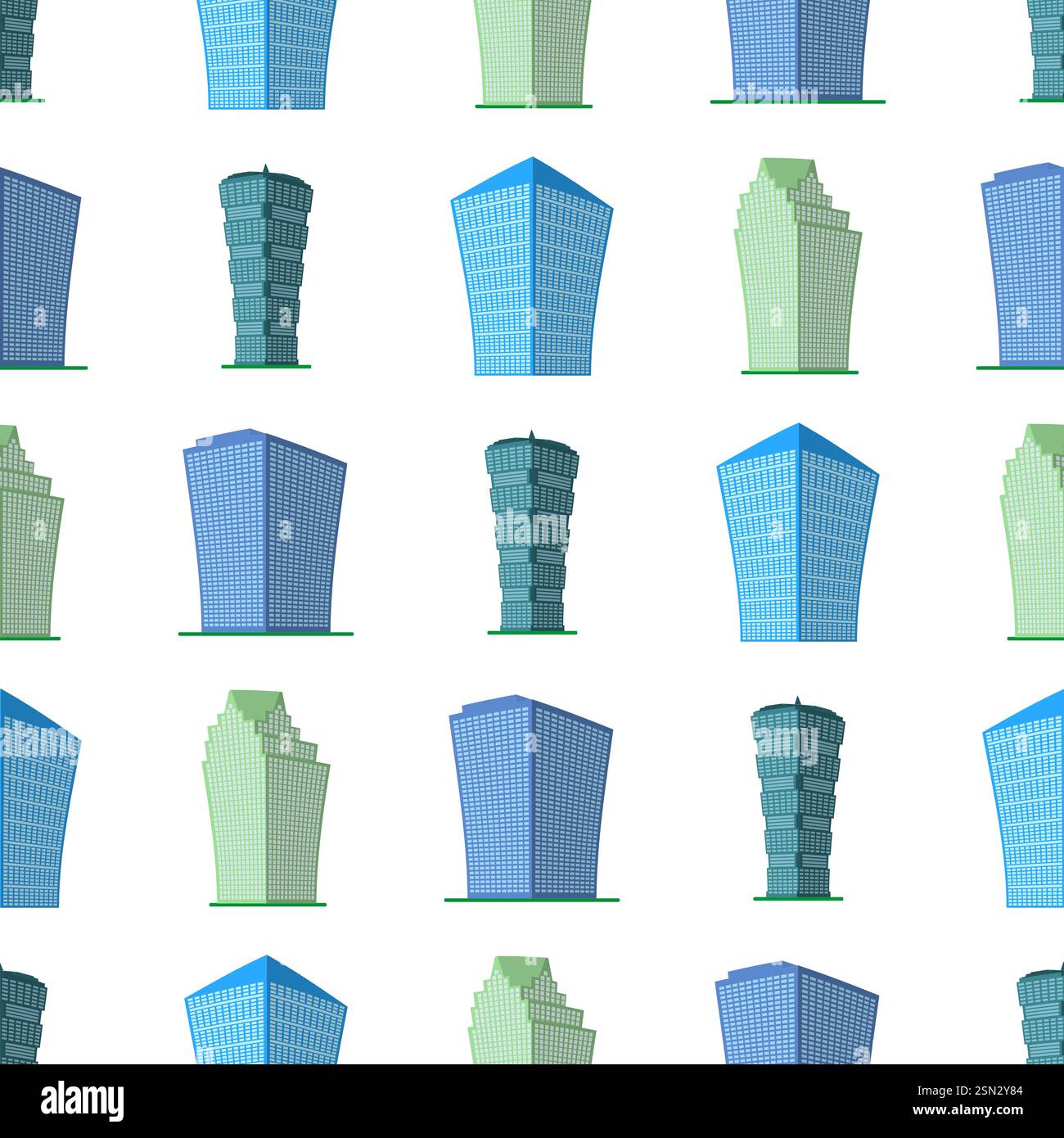 Seamless Pattern with modern isometric building on a white background ...