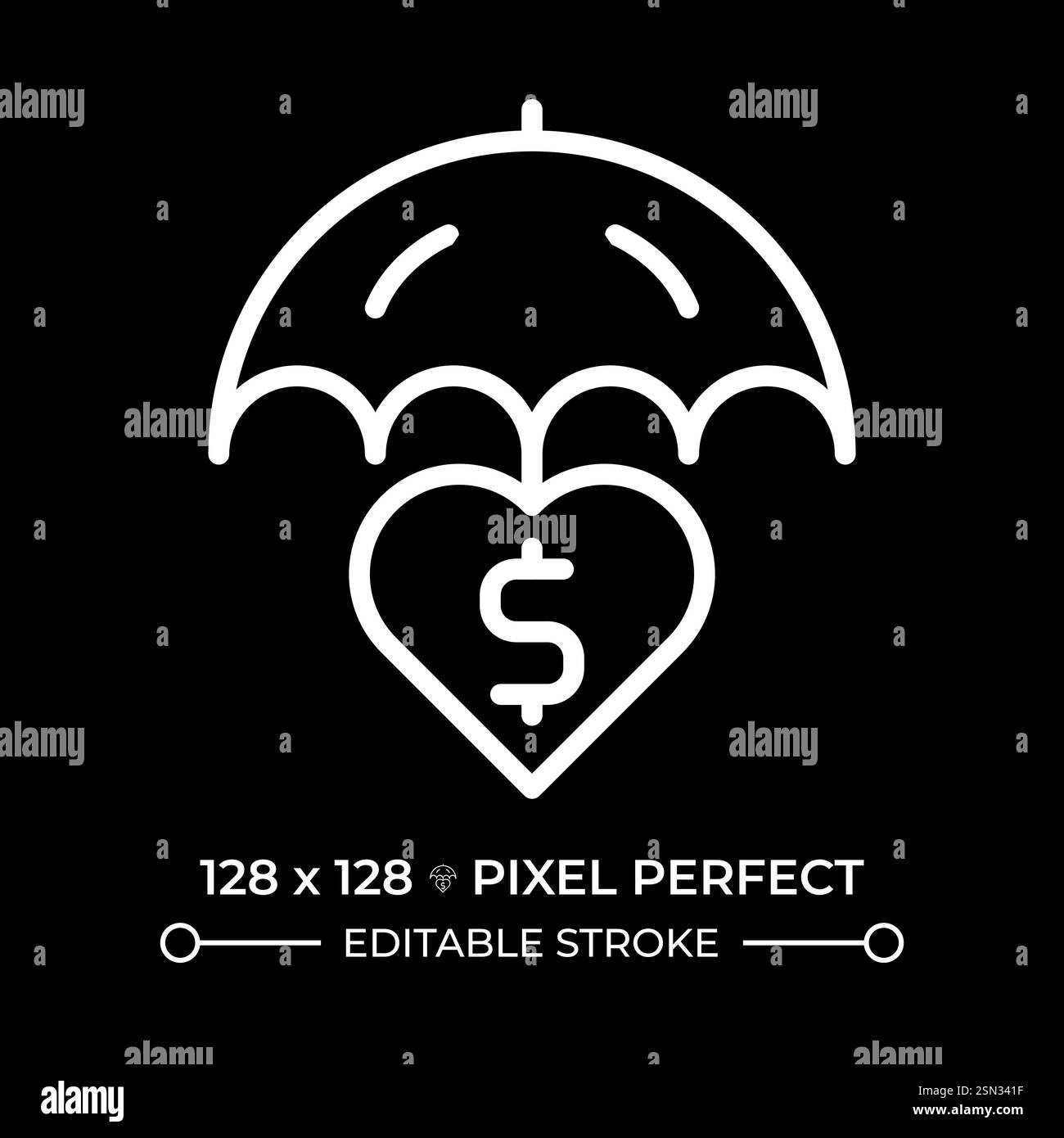 Life insurance pixel perfect white linear icon for dark theme Stock ...