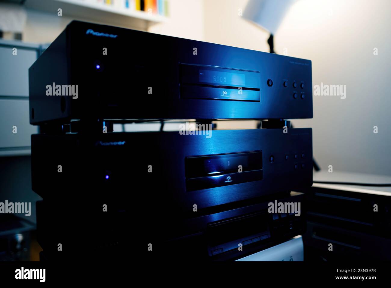 Paris, France - Mar 4, 2023: Two Pioneer SACD players showcased, one ...