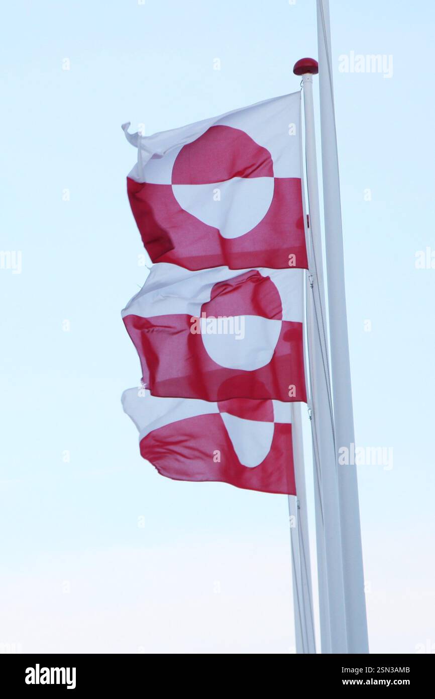 Nuuk, Greenland. 05th Feb, 2025. Greenlandic flags fly in front of the ...