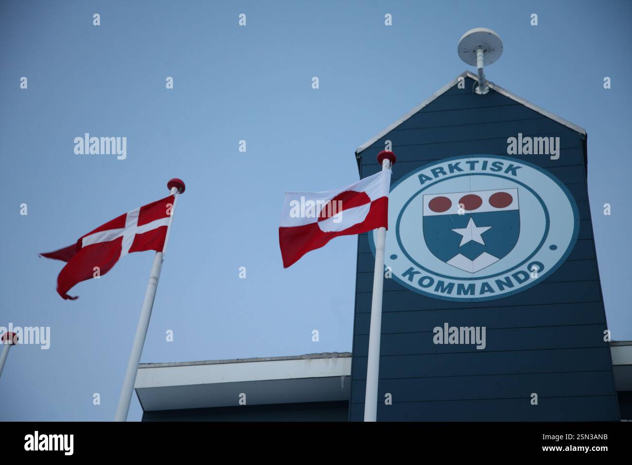 Nuuk, Greenland. 05th Feb, 2025. The flags of Denmark and Greenland fly ...