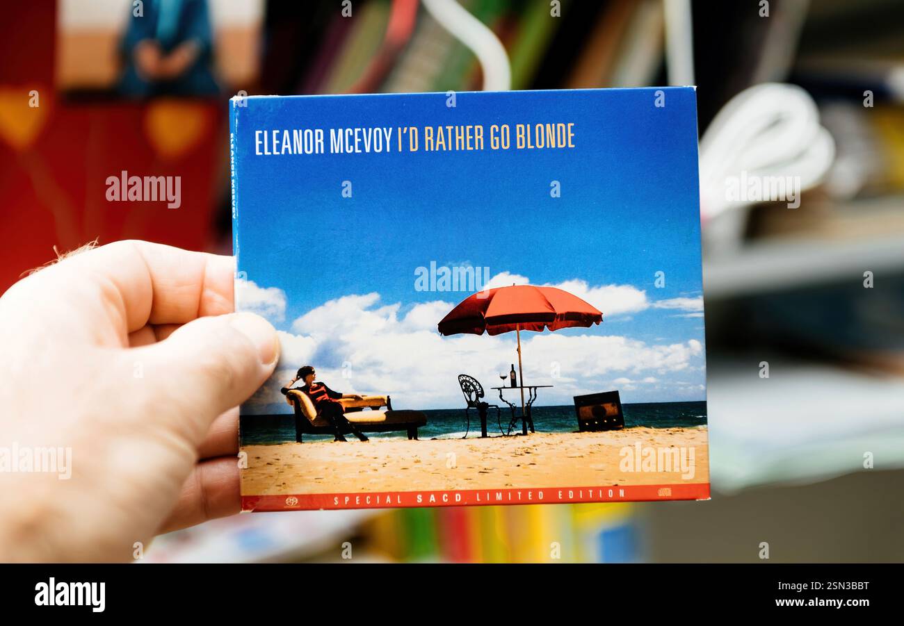 Paris, France - Jan 18, 2025: A hand holding a SACD case of I'd Rather ...