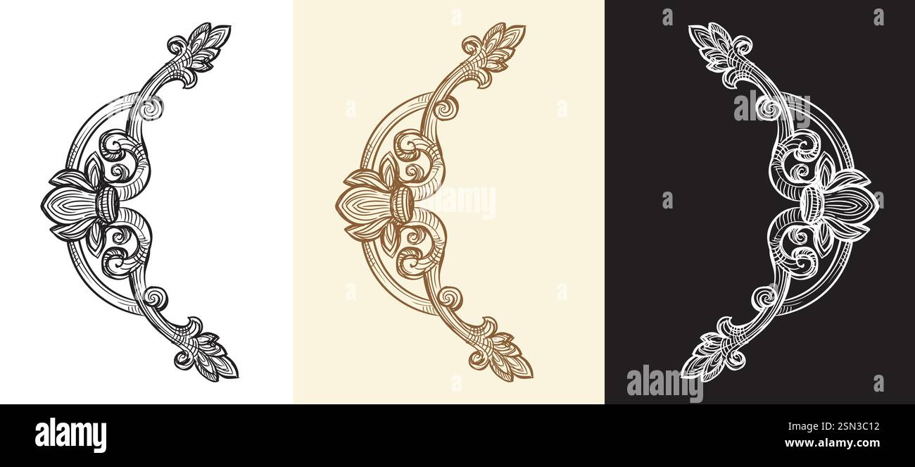 Hand drawing baroque design elements illustration set Stock Vector ...