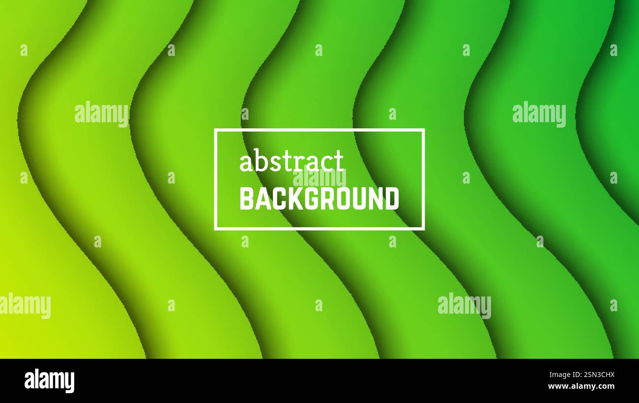 Abstract minimal wave geometric background. Green wave layer shape for ...