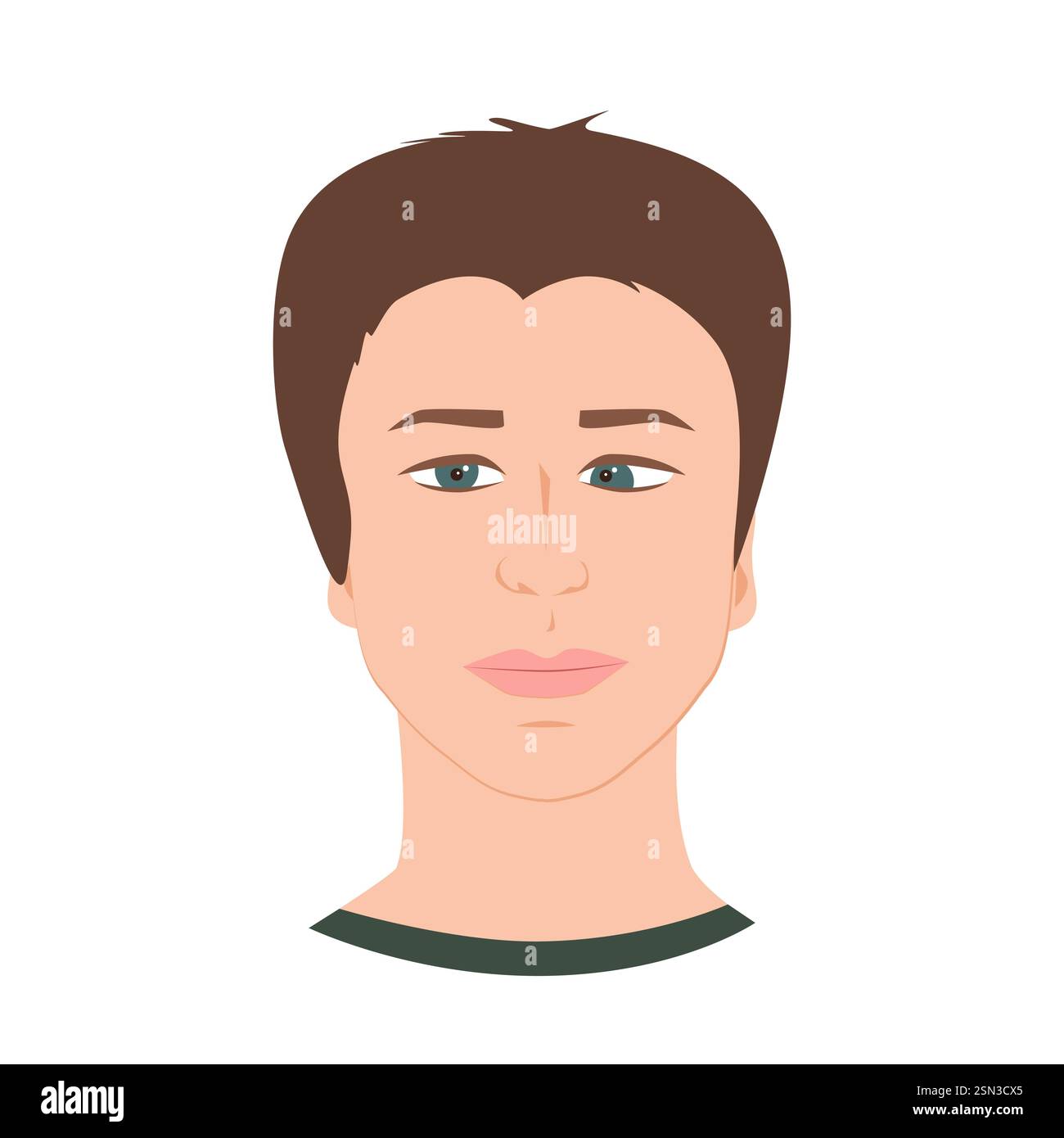 Man face with strabismus eyes. Esotropia, amblyopia. Vector isolated ...
