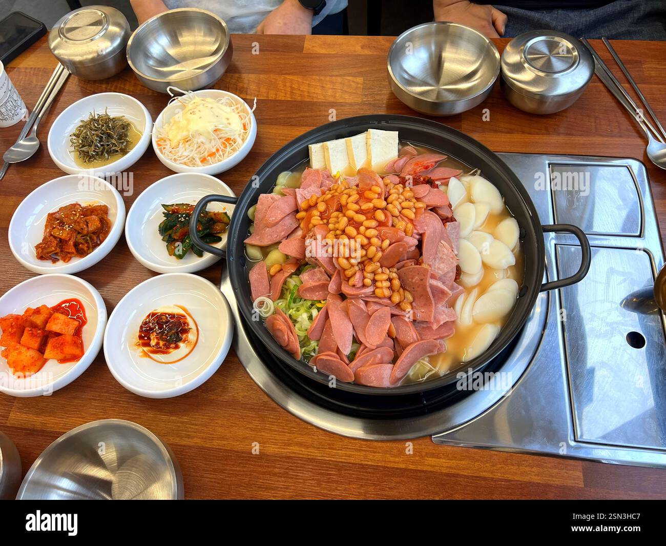 Korean traditional food. Budae-jjigae (Sausage Spam Stew Stock Photo ...