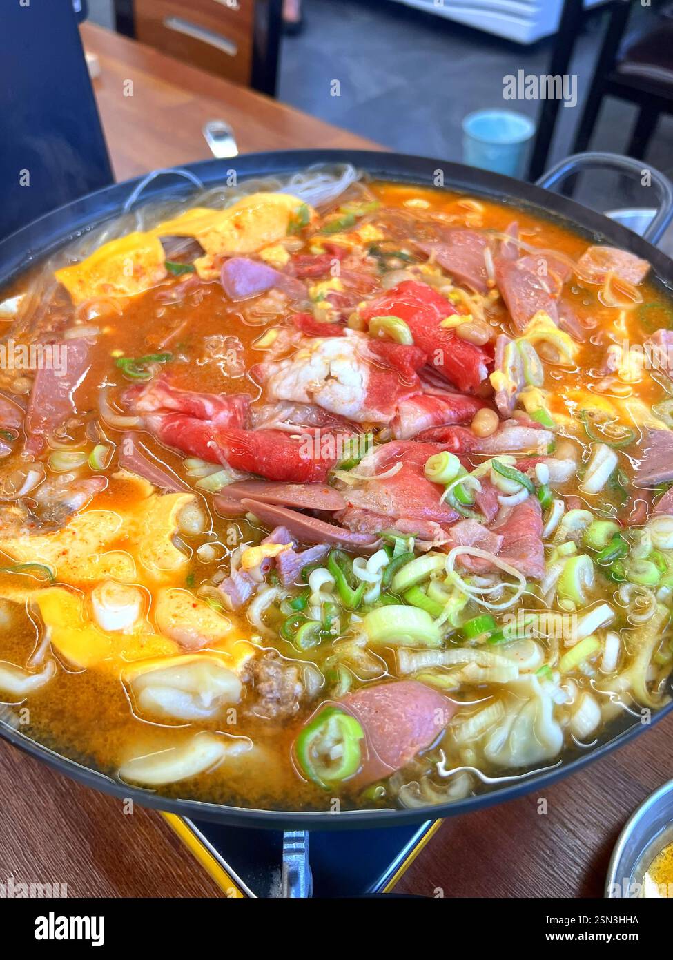 Korean traditional food. Budae-jjigae (Sausage Spam Stew Stock Photo ...