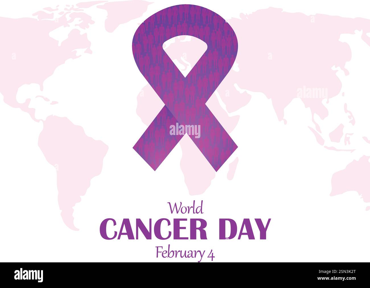 World Cancer Day concept. Flat design world map, people and ribbon ...