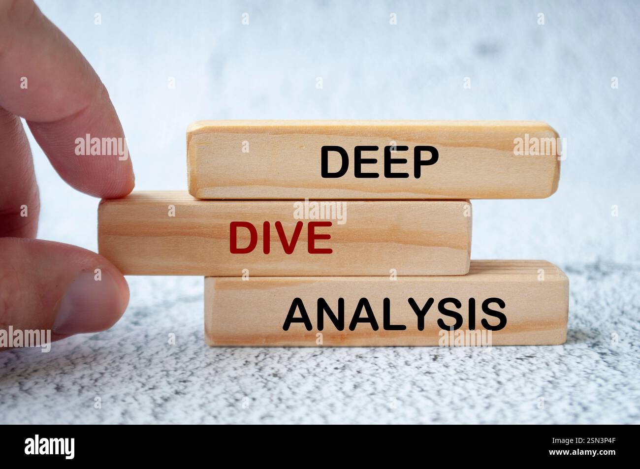 Deep Dive Analysis on wooden blocks. Root cause analysis concept Stock ...