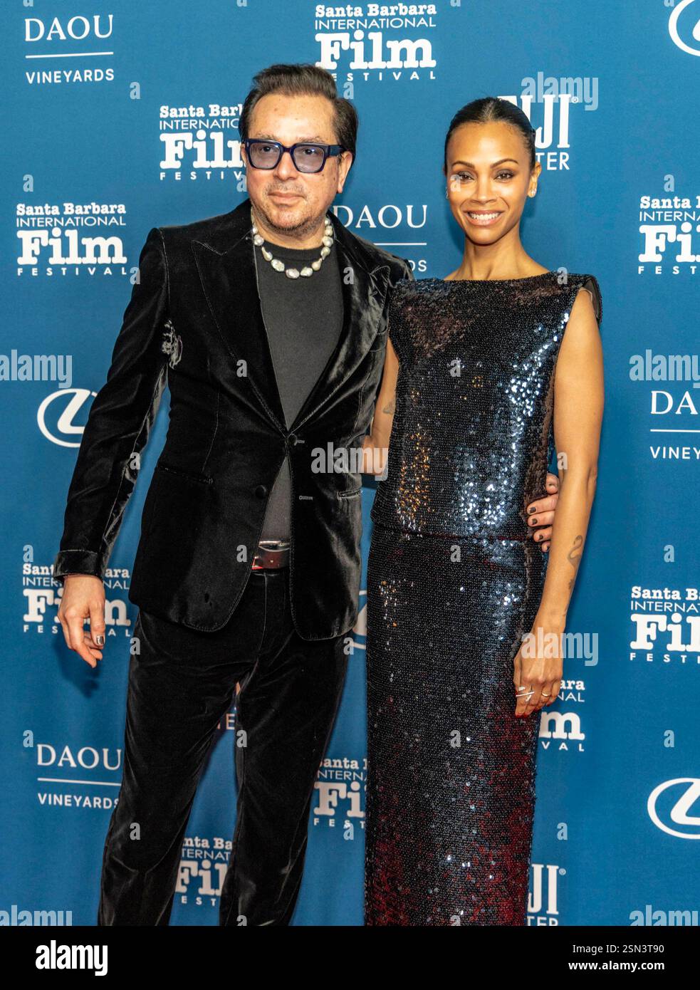 SBIFF Executive Director, Roger Durling and Zoe Saldaña at the 40th ...