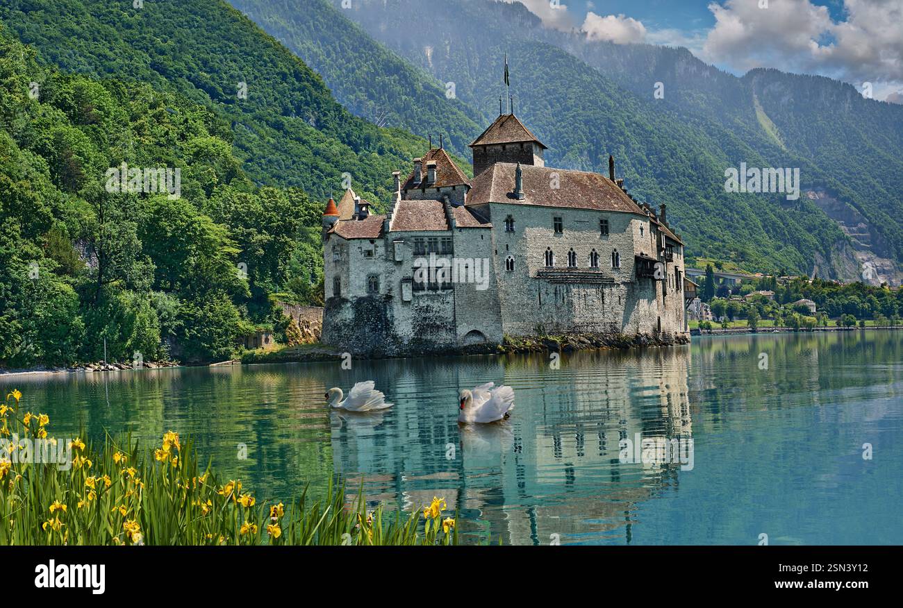 photo of the picturesque medieval Château de Chillon (Chillon Castle ...