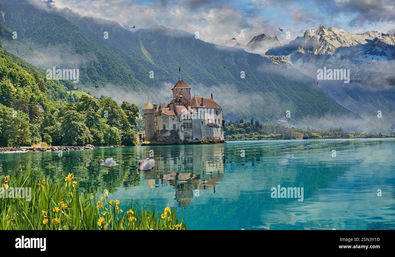 photo of the picturesque medieval Château de Chillon (Chillon Castle ...
