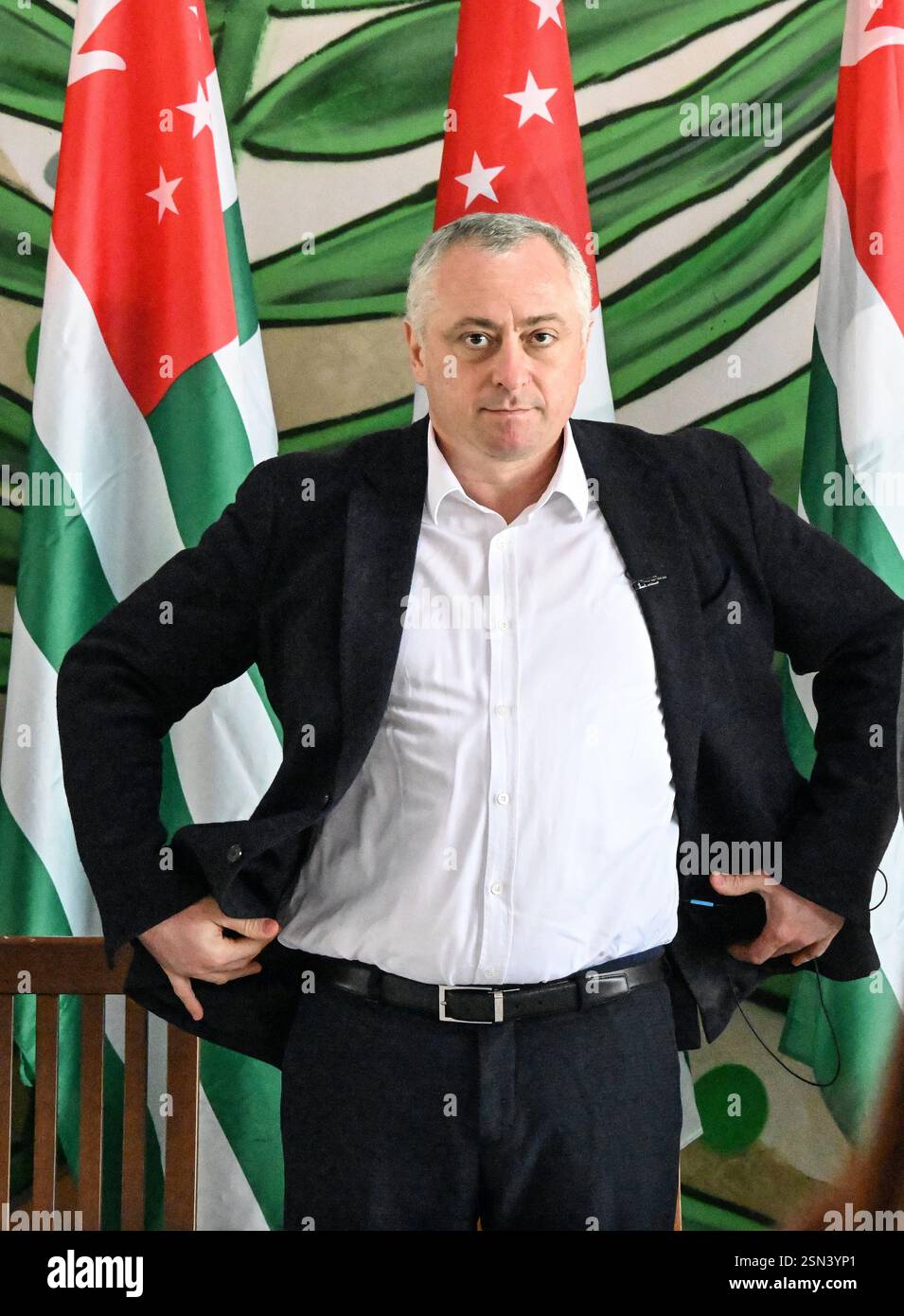 Abkhazia. 13th Feb, 2025. Candidate for the post of President of ...