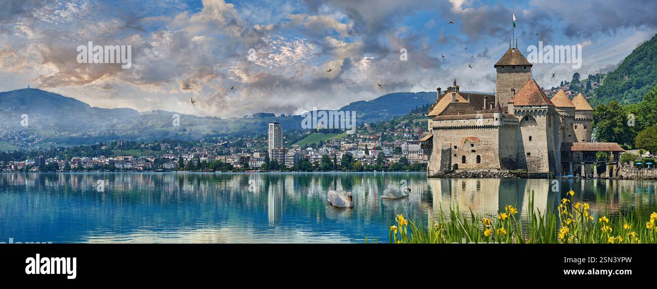 photo of the picturesque medieval Château de Chillon (Chillon Castle ...