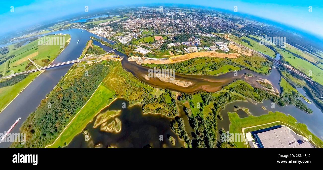 Aerial view, Lippe estuary with construction site, southern bypass ...