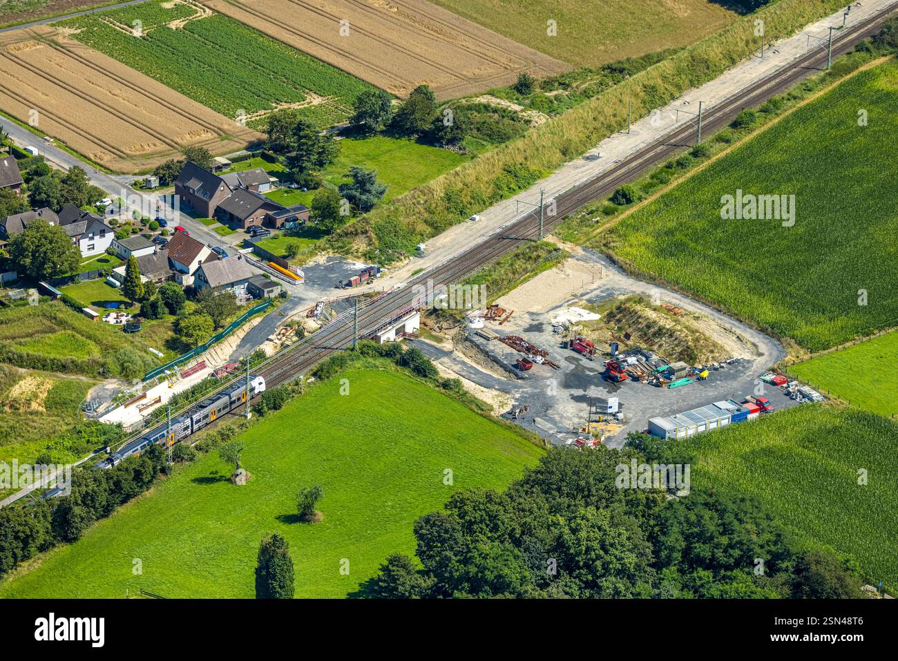Aerial view, Grenzstraße bridge with extension of the Betuweroute and ...
