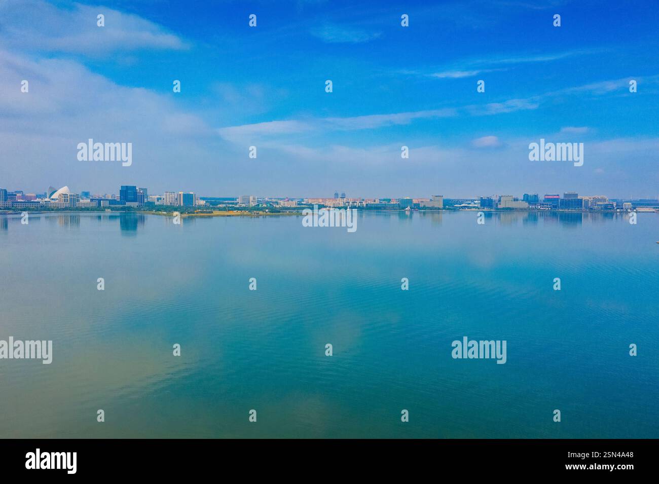 Aerial panoramic view of Dishui Lake in Pudong New District, Shanghai ...