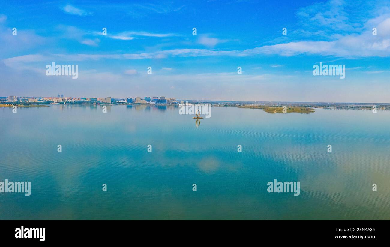 Aerial panoramic view of Dishui Lake in Pudong New District, Shanghai ...