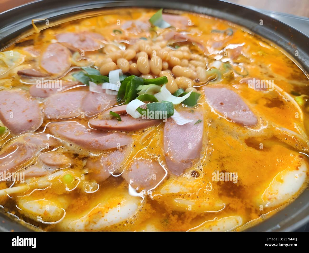 Korean traditional food. Budae-jjigae (Sausage Spam Stew Stock Photo ...