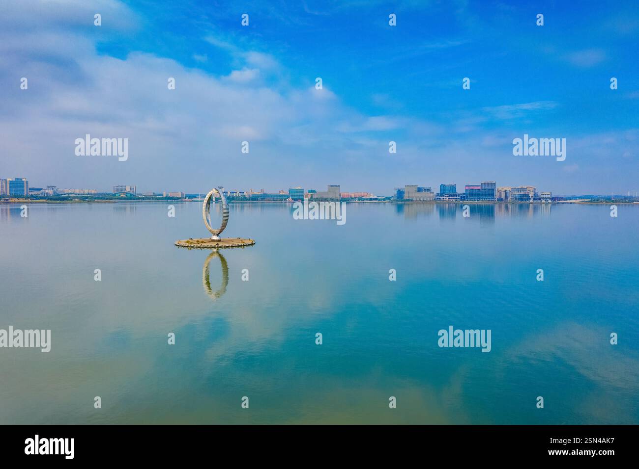 Aerial panoramic view of Dishui Lake in Pudong New District, Shanghai ...