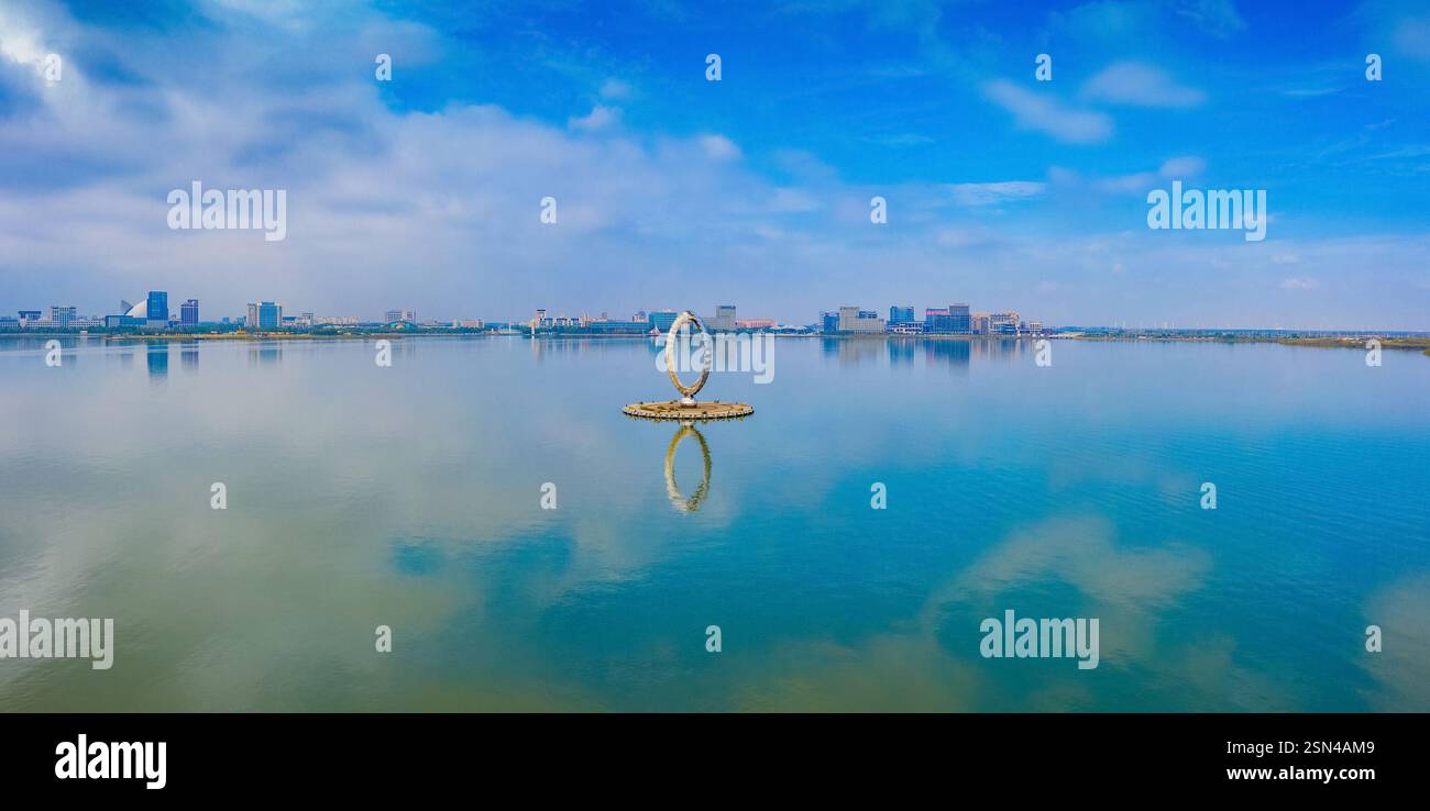 Aerial panoramic view of Dishui Lake in Pudong New District, Shanghai ...