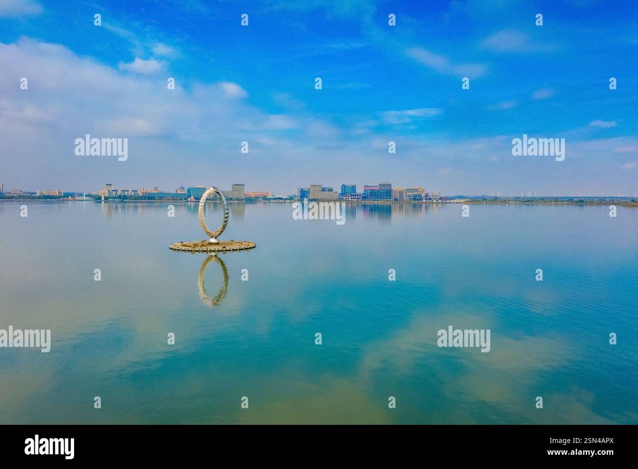 Aerial panoramic view of Dishui Lake in Pudong New District, Shanghai ...