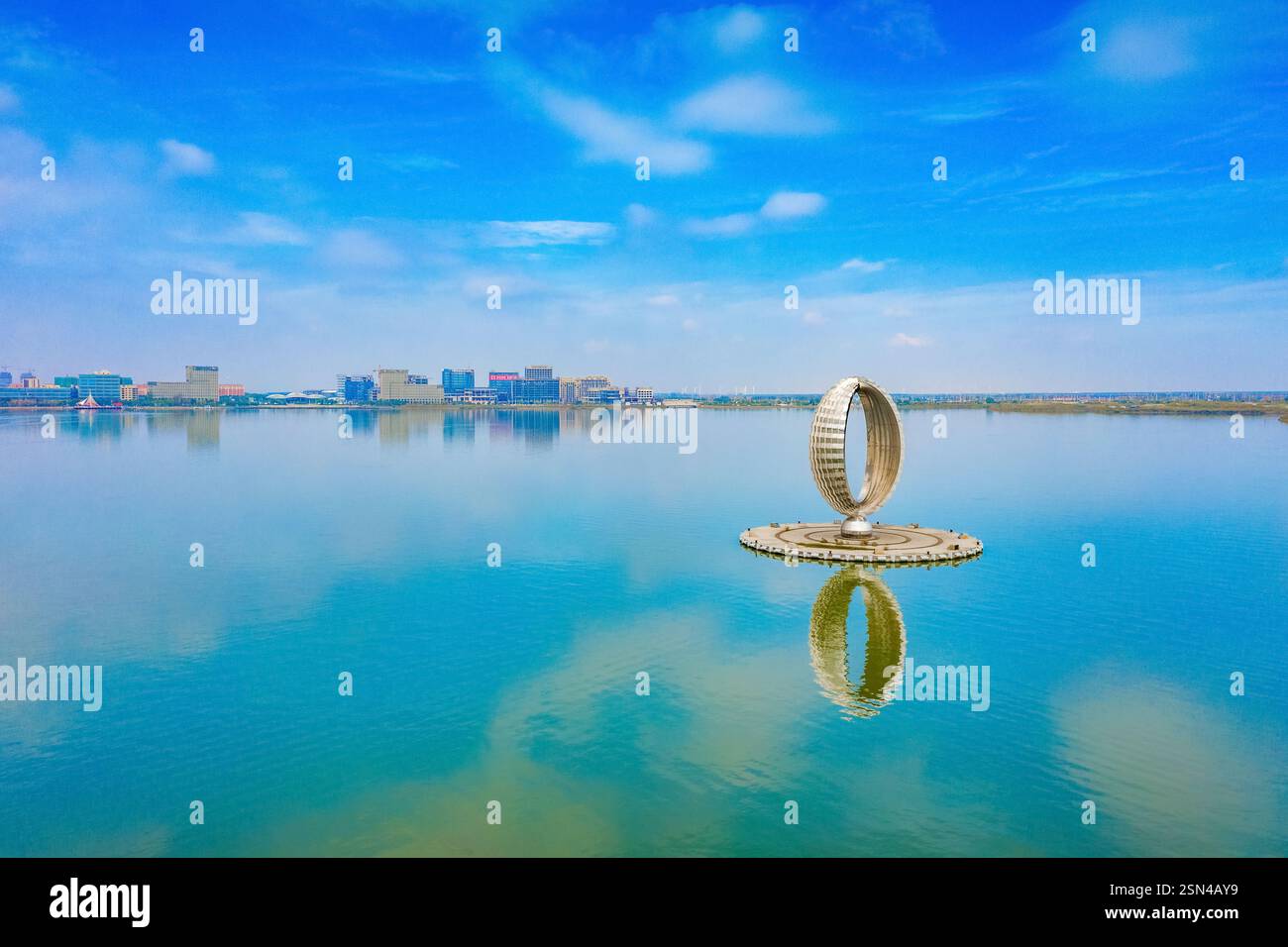 Aerial panoramic view of Dishui Lake in Pudong New District, Shanghai ...
