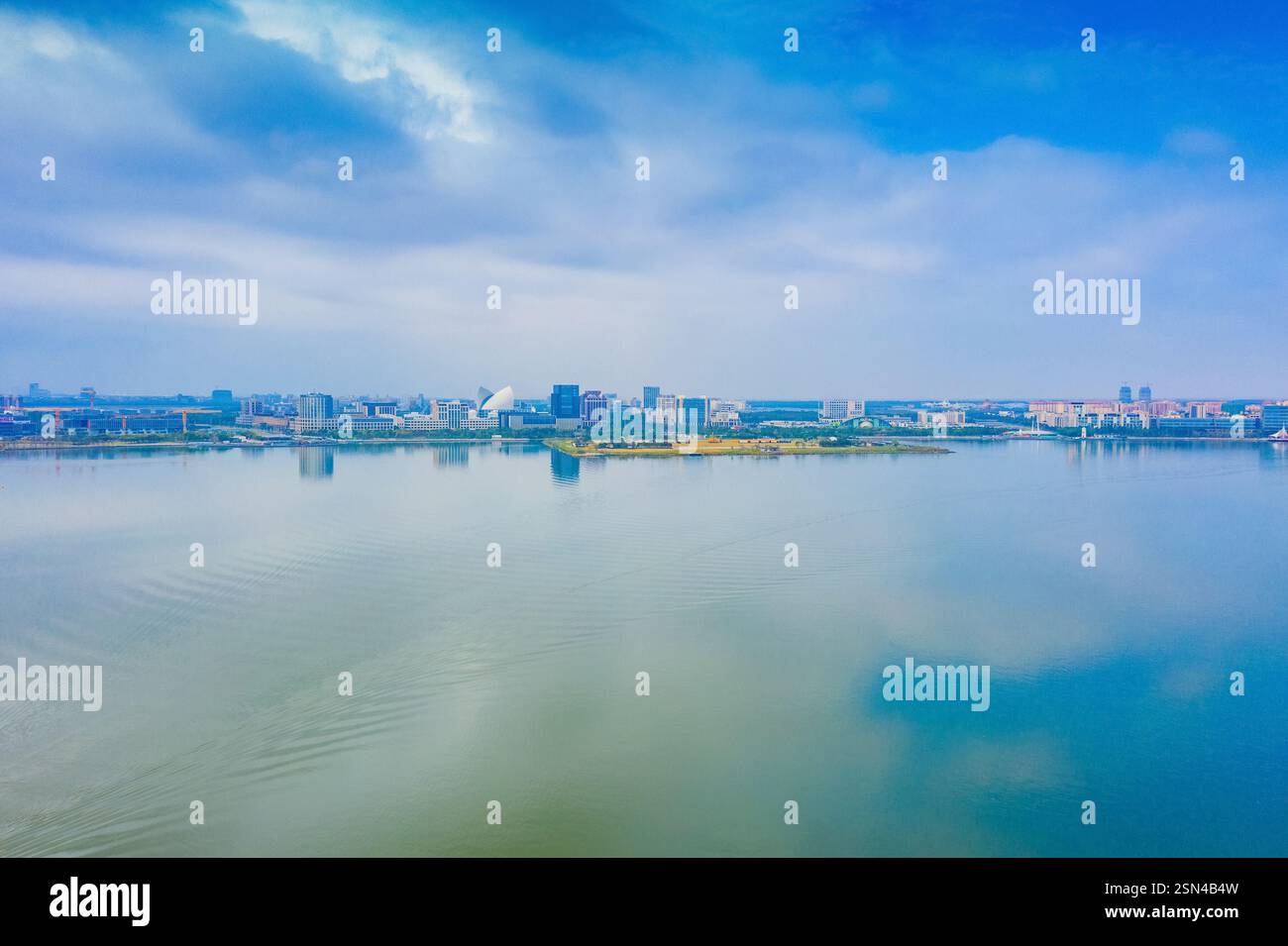 Aerial panoramic view of Dishui Lake in Pudong New District, Shanghai ...
