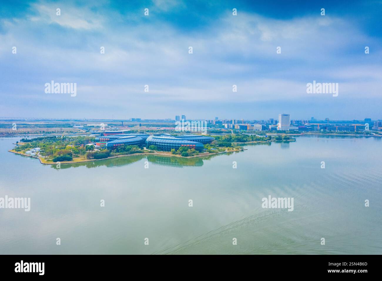 Aerial panoramic view of Dishui Lake in Pudong New District, Shanghai ...