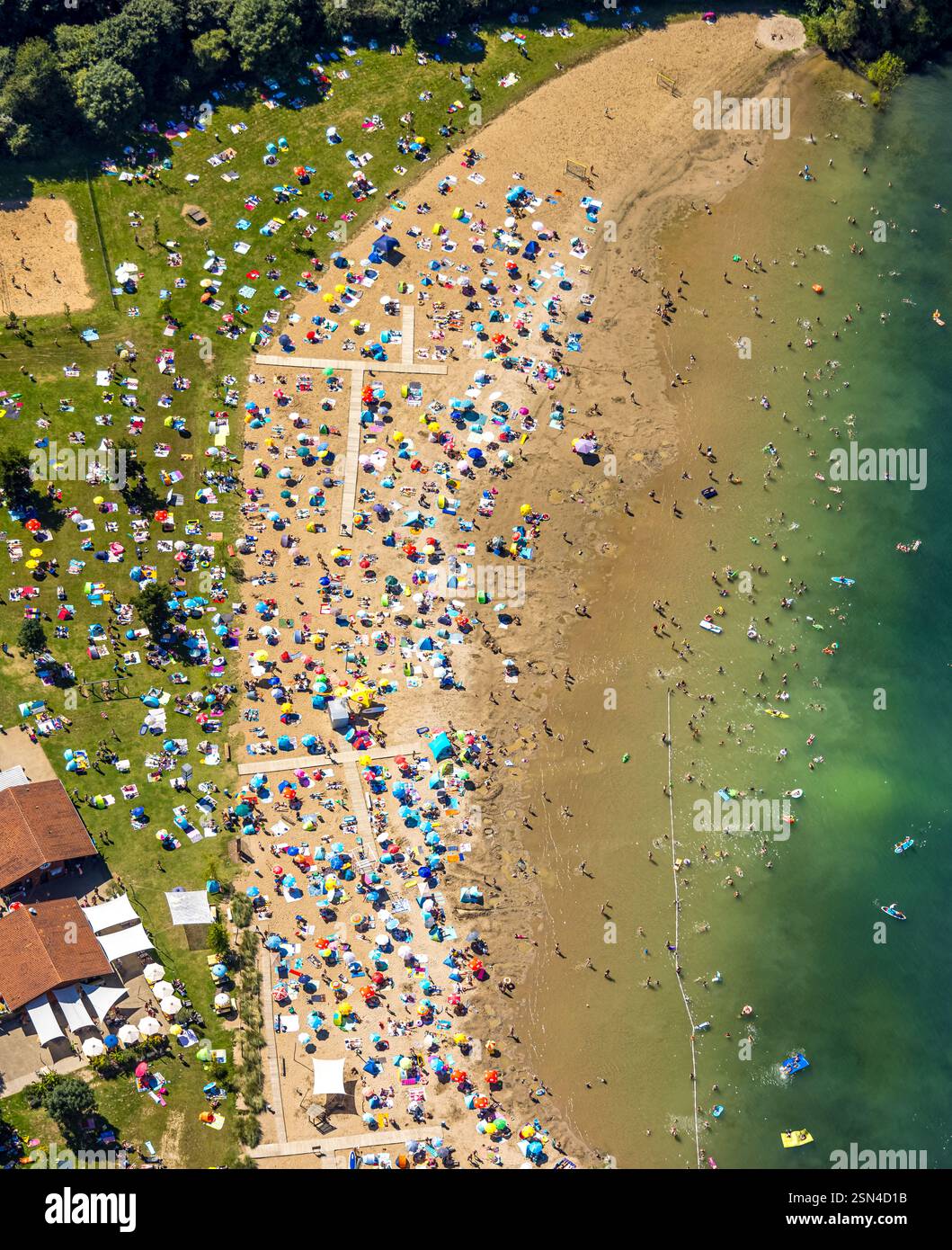 Luftbild, Strandbad Tenderingssee, Freibad am Tender, Sandstrand und ...