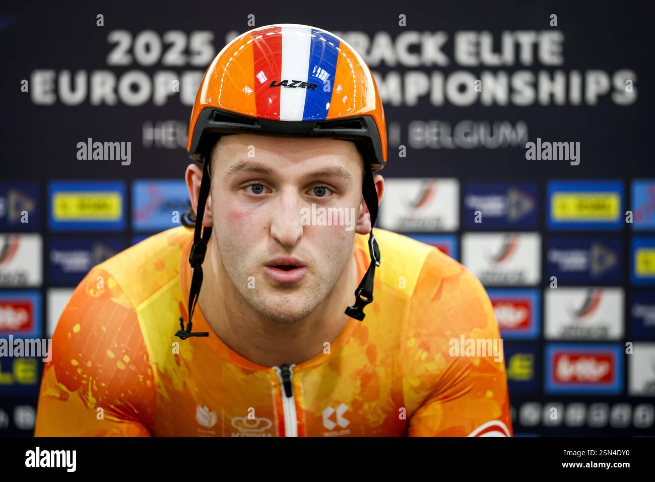HEUSDEN-ZOLDER - 13/02/2025, Track cyclist Daan Kool in action during ...