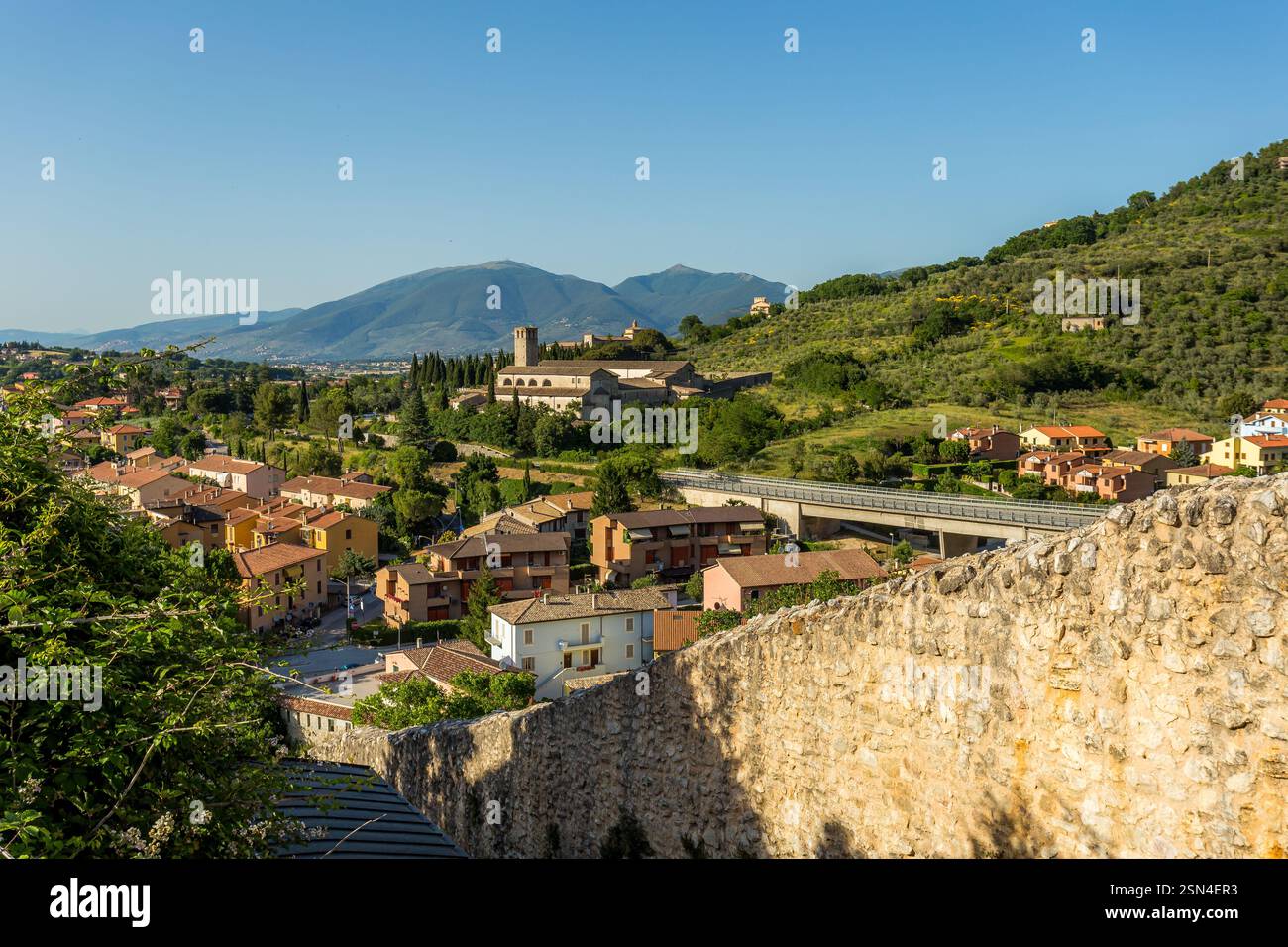 Spoleto, a beautiful ancient town with a dominant castle and aqueduct ...