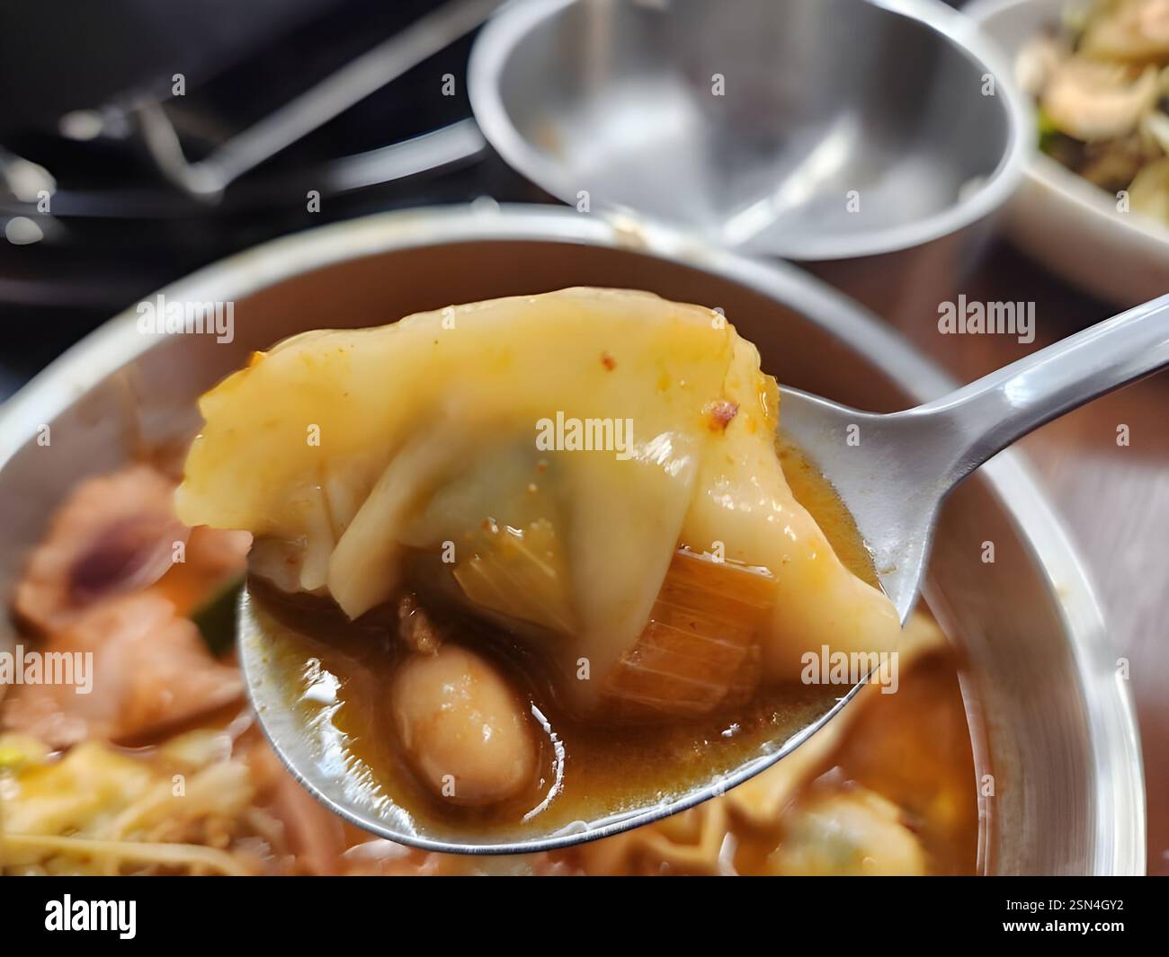 Korean traditional food. Budae-jjigae (Sausage Spam Stew Stock Photo ...