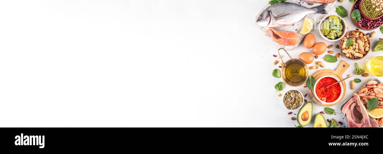 Variety food rich in Omega-3, ALA, EPA, DHA healthy fatty acids sources ...