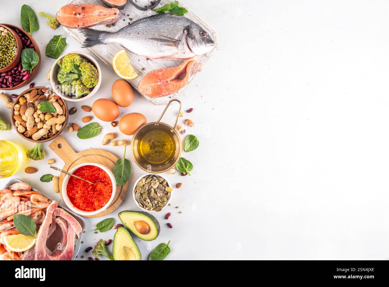 Variety food rich in Omega-3, ALA, EPA, DHA healthy fatty acids sources ...