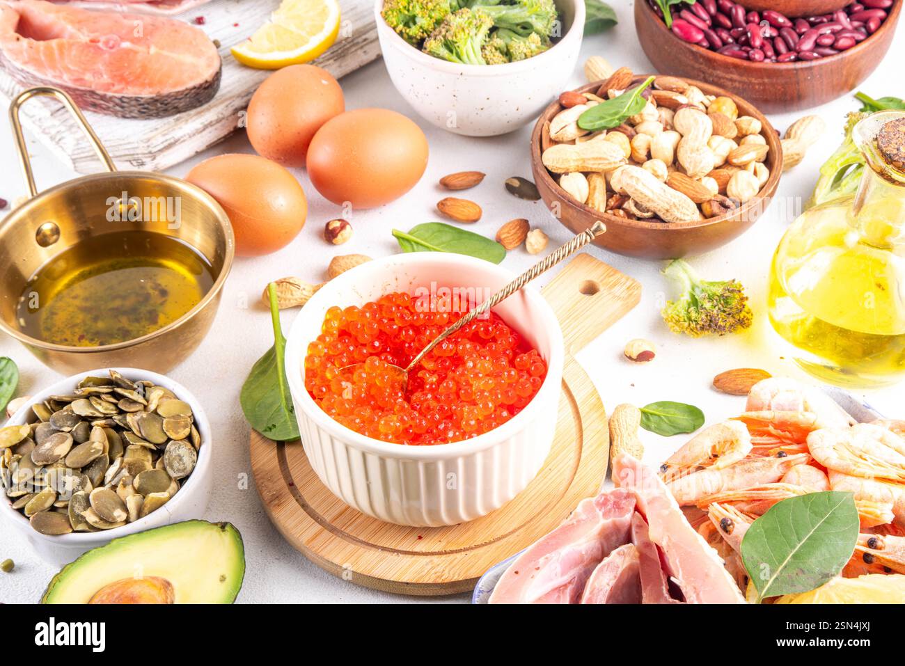 Variety food rich in Omega-3, ALA, EPA, DHA healthy fatty acids sources ...