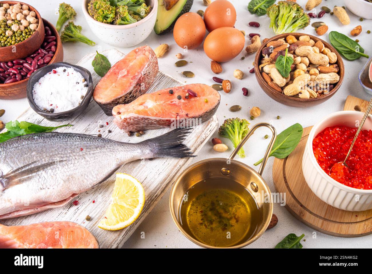 Variety food rich in Omega-3, ALA, EPA, DHA healthy fatty acids sources ...