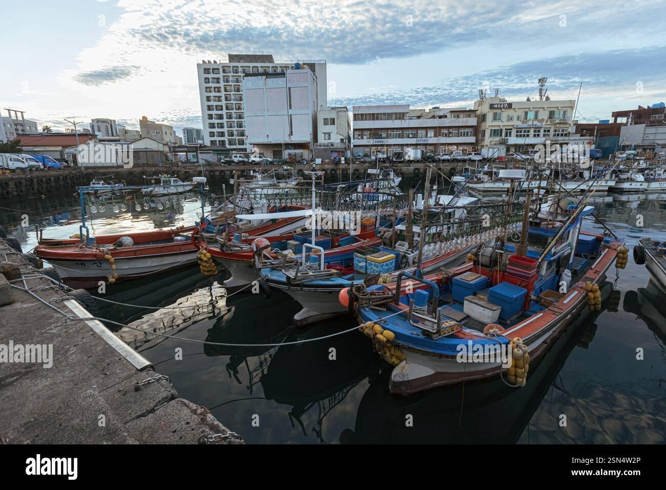 Fishing boats in the port of Jeju island in South Korea Stock Photo - Alamy