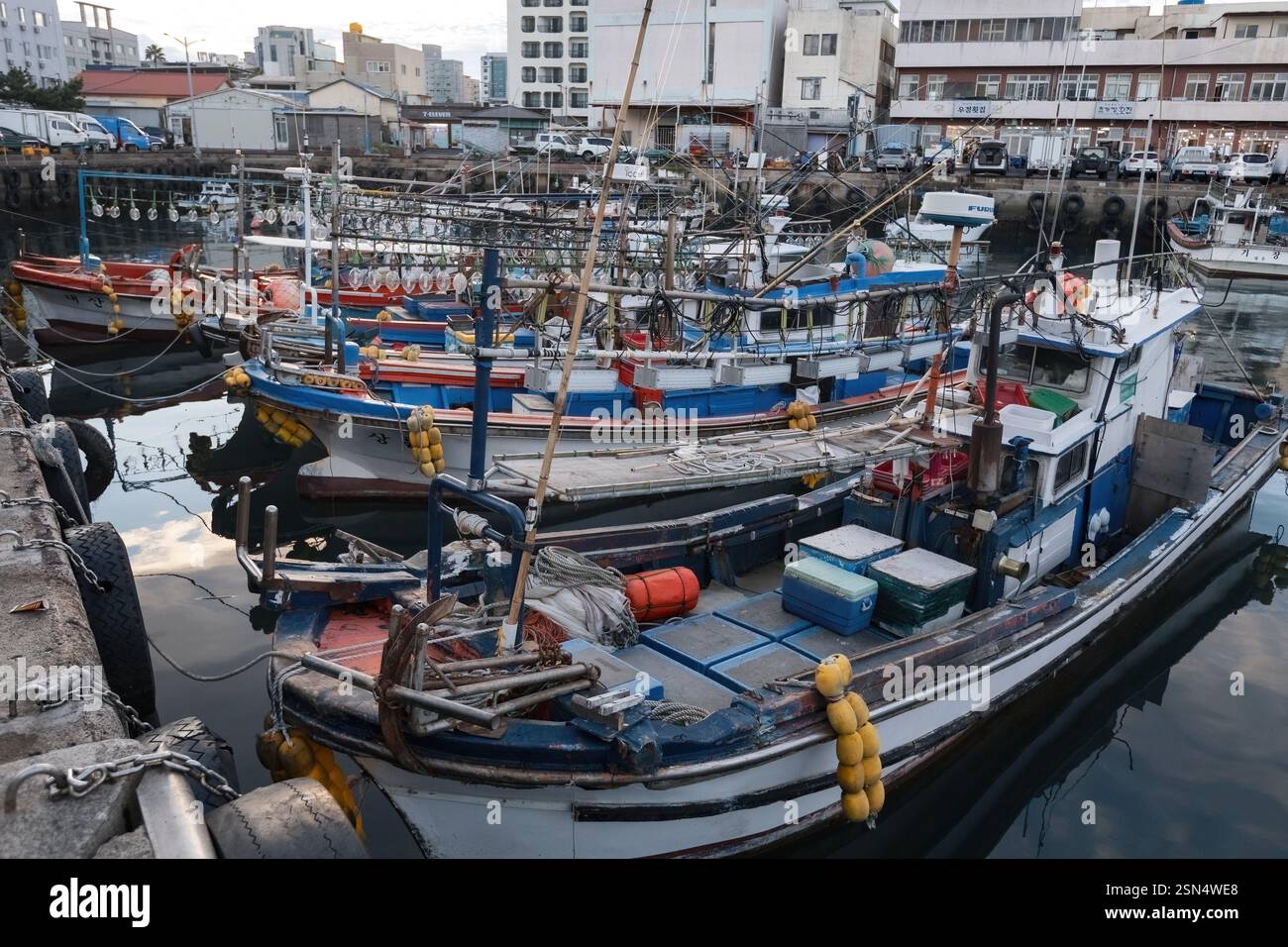 Fishing boats in the port of Jeju island in South Korea Stock Photo - Alamy