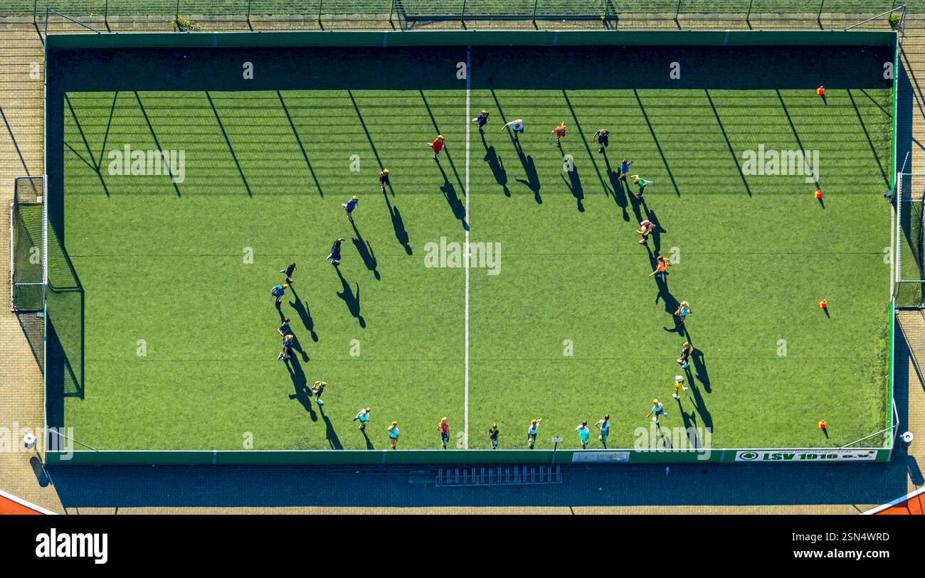 Aerial view, sports field Nizzatal, soccer stadium and athletics ...