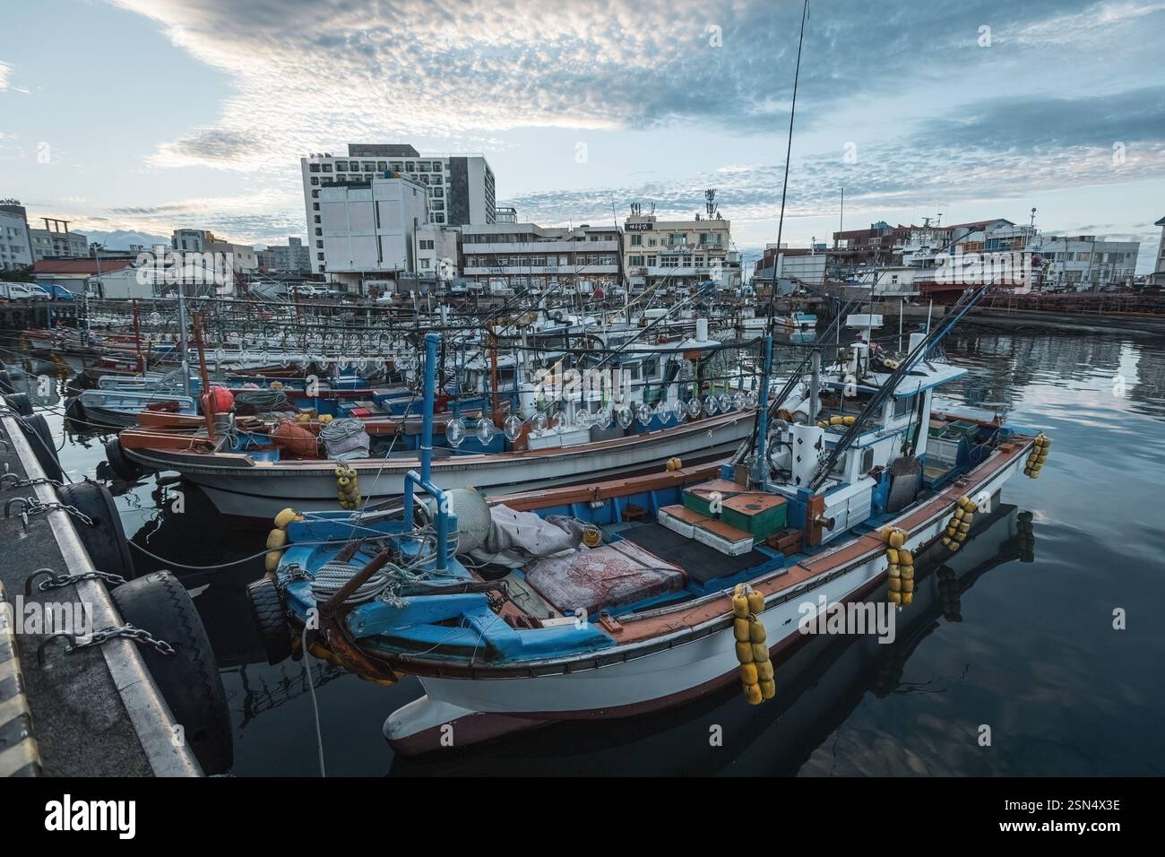 Fishing boats in the port of Jeju island in South Korea Stock Photo - Alamy