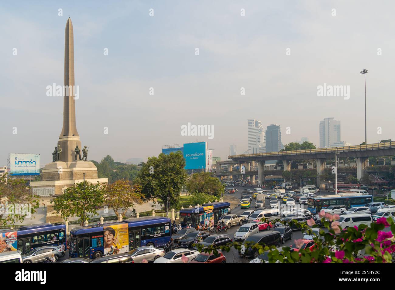 Bangkok, Thailand - Jan 22,2025 : A scenic view of the traffic jam at ...