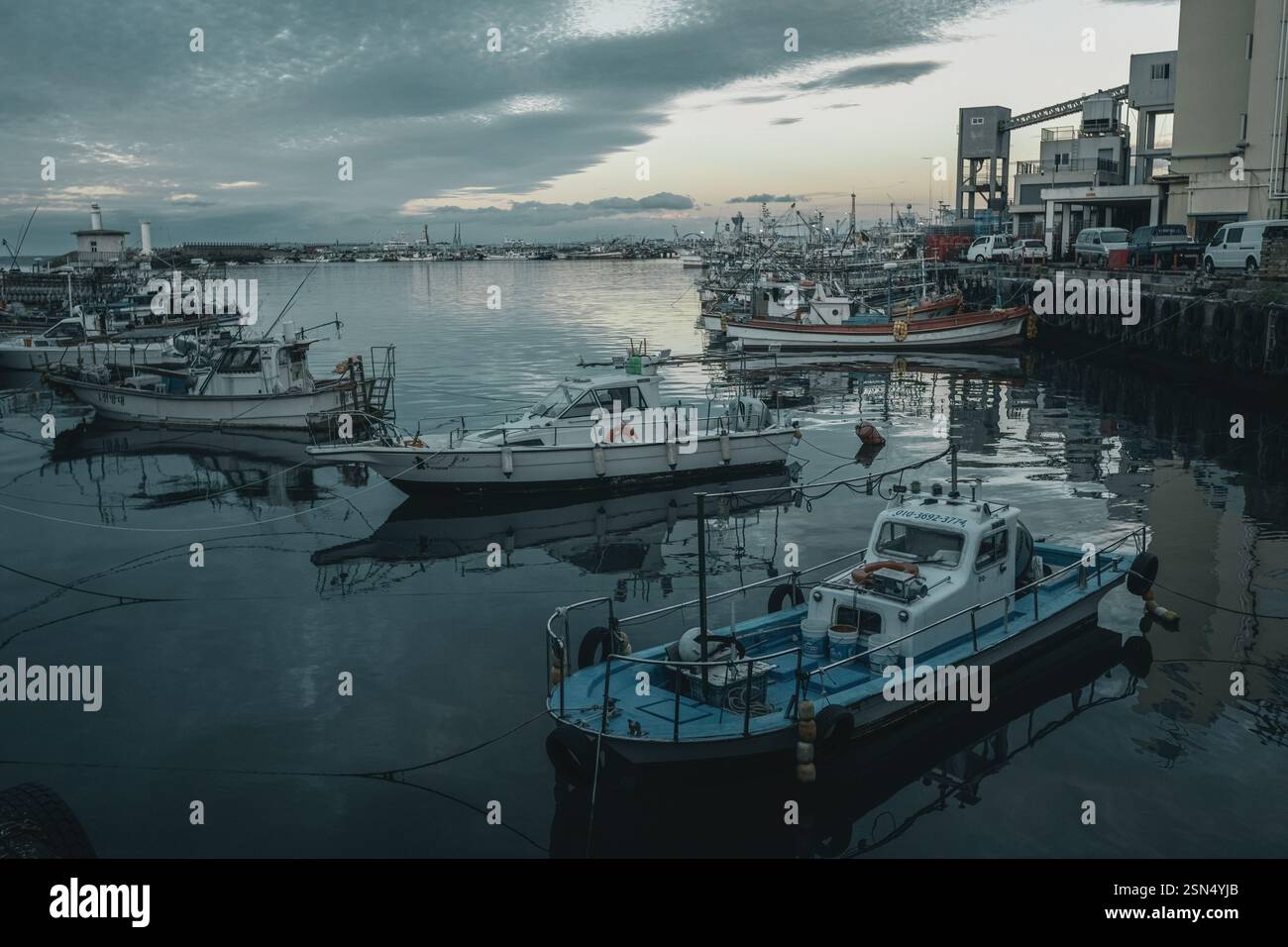 Fishing boats in the port of Jeju island in South Korea Stock Photo - Alamy
