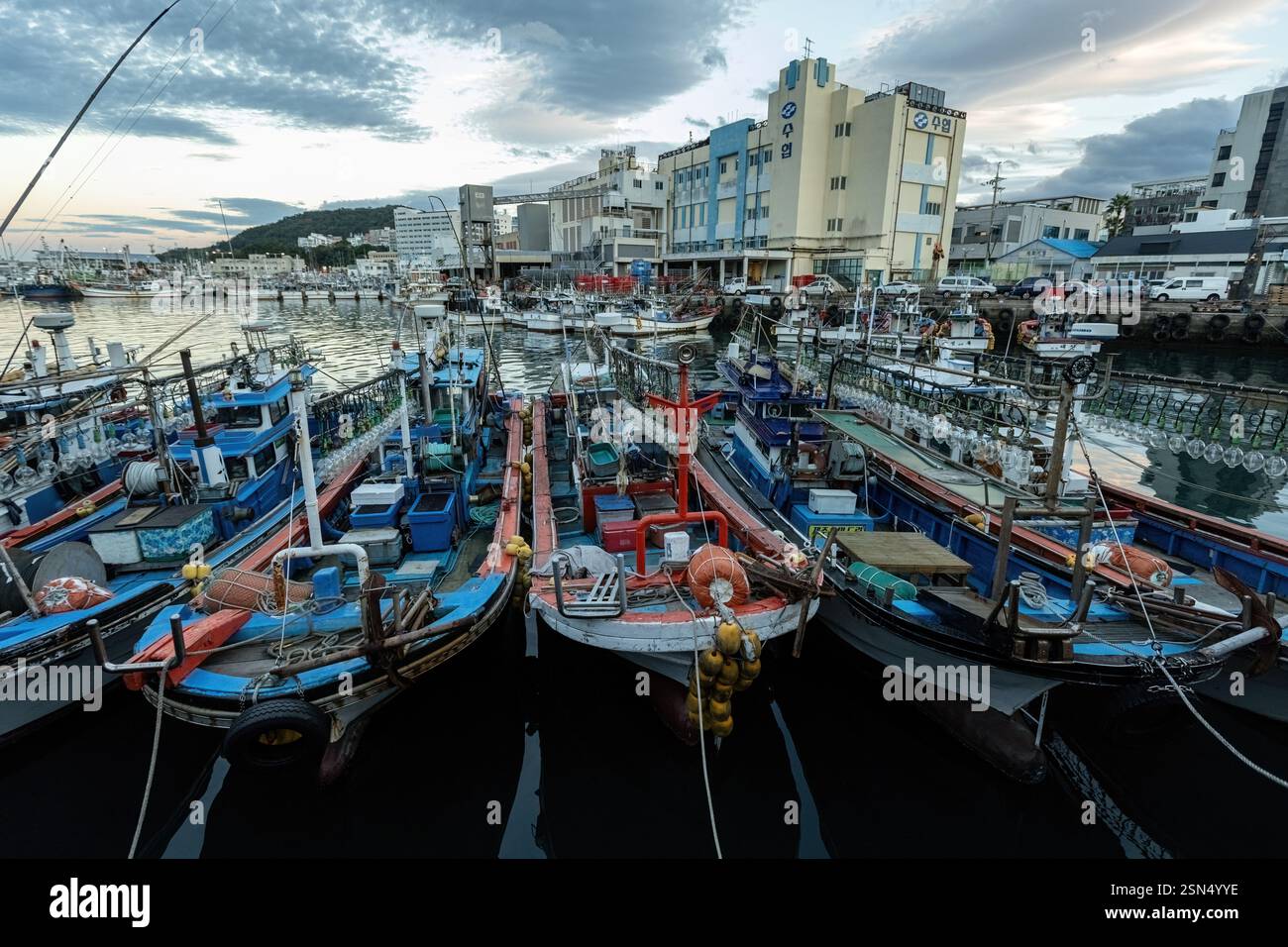 Fishing boats in the port of Jeju island in South Korea Stock Photo - Alamy