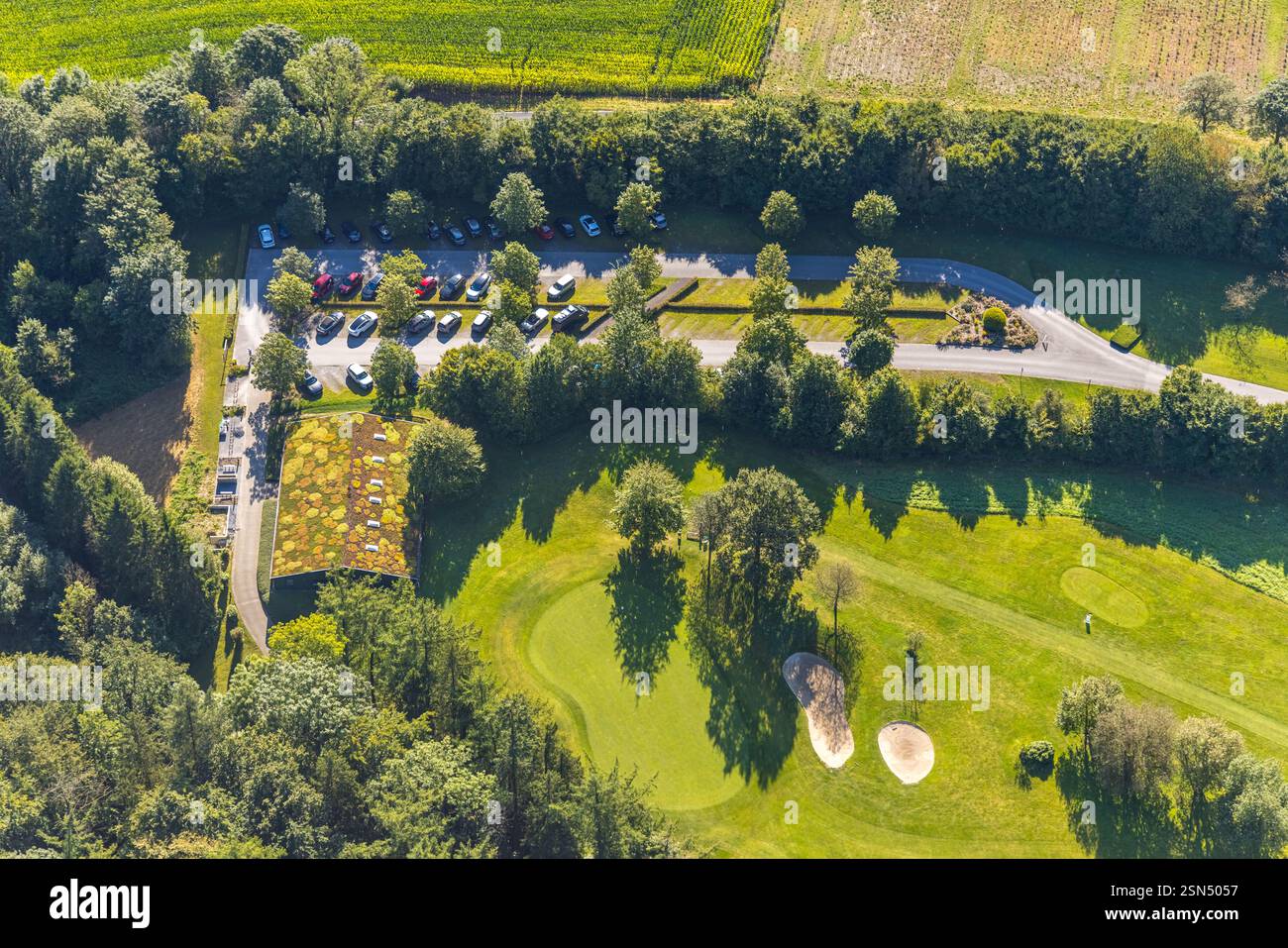 Aerial view, golf course and golf meadow Golfclub Velbert Gut ...