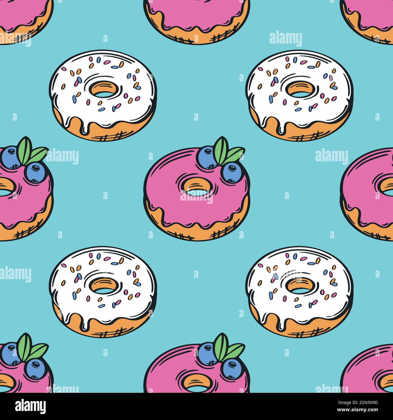 Donut dessert background pattern Stock Vector Images - Alamy