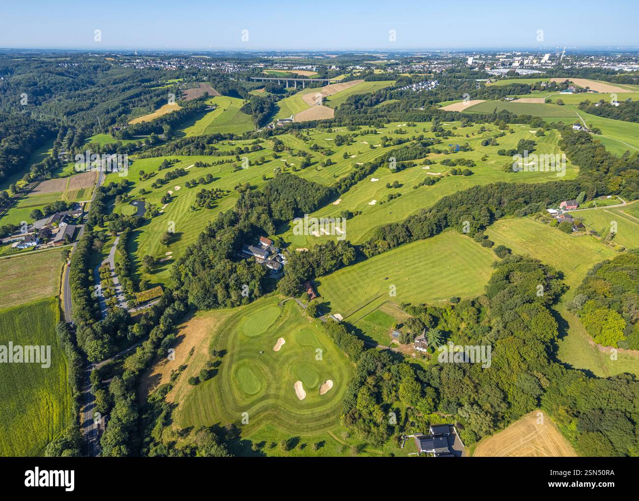 Aerial view, golf course and golf meadow Golfclub Velbert Gut ...